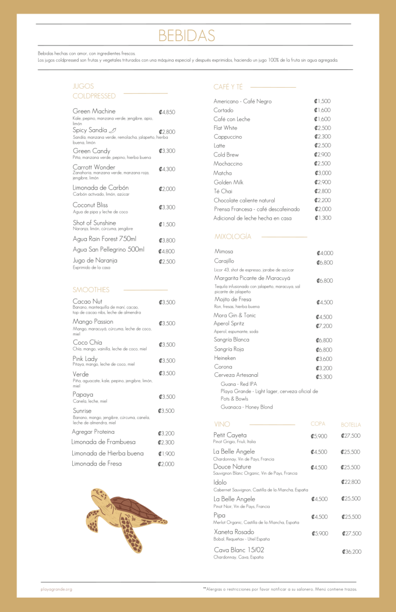 Menú Playa Grande | Pots & Bowls